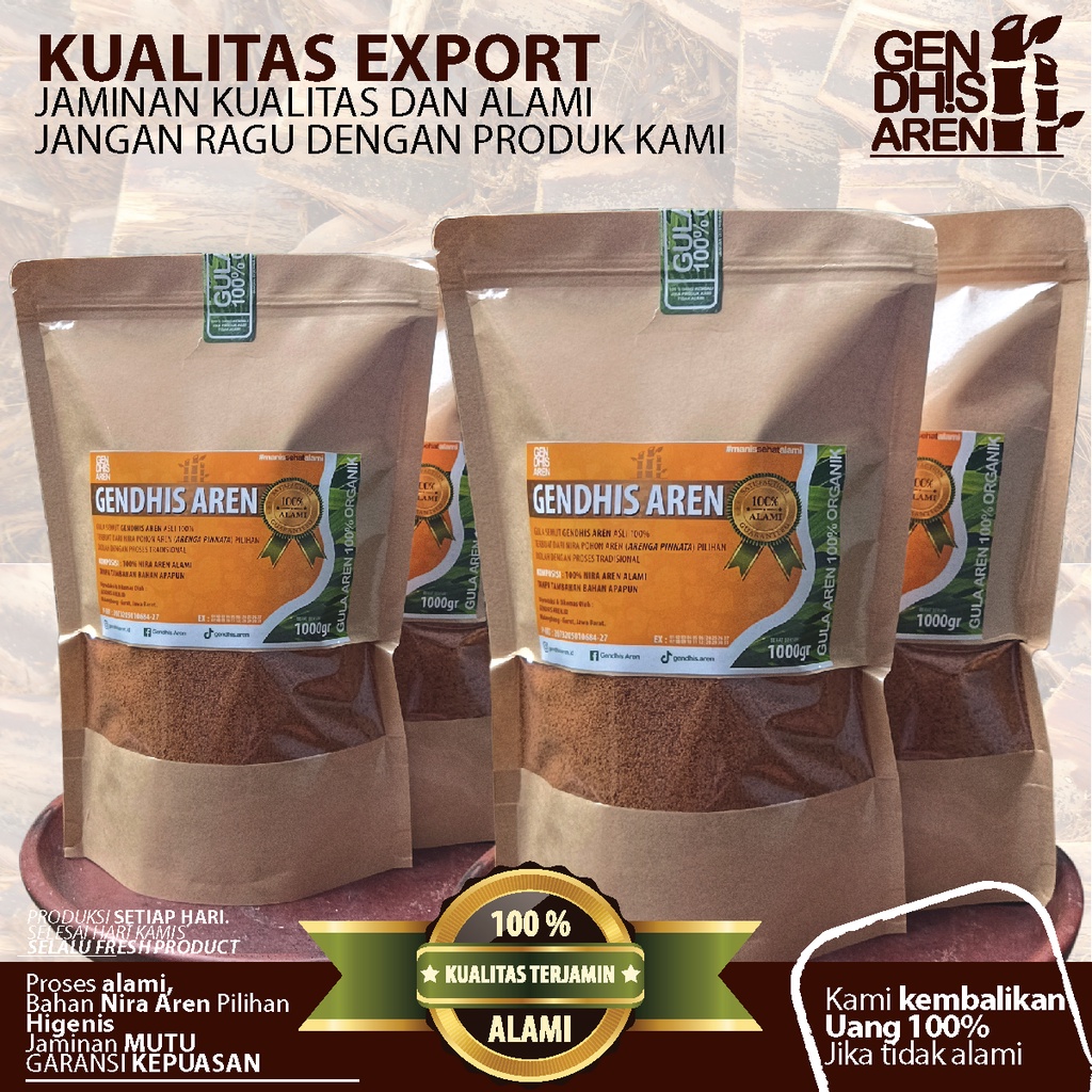 Jual Gula Aren Semut Asli 1 kg Organik Kualitas Export / Gula sehat ...