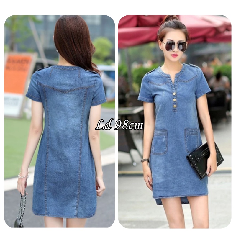 Jual Wanita Denim Gaun Mini Overall Gaun Musim Panas Vintage Jeans ...