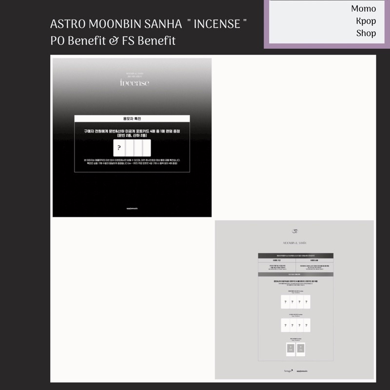 Jual ASTRO Moonbin Sanha Official 3rd Mini album INCENSE PO Benefit & Fansign | Shopee Indonesia