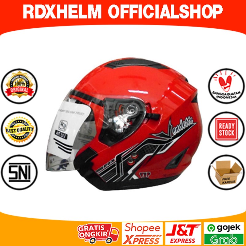 Jual Helm Half Face RDX Vendetta Solid Royal Red Double Visor Size M, L ...
