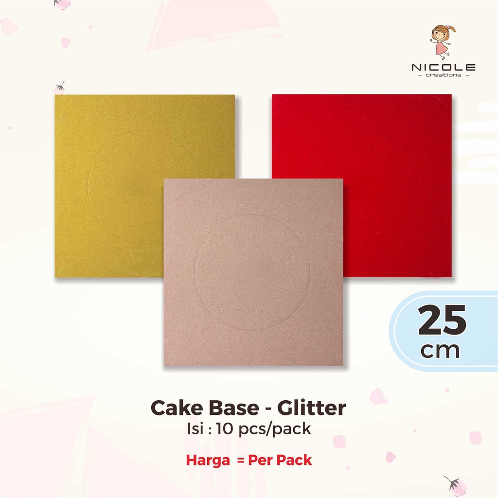 Jual Cake base/tatakan kue/bottom cake/ underline motif glitter 25 cm ...