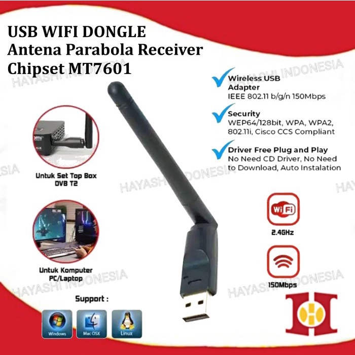 Jual USB Wifi Set Top Box MT7601 Dongle STB Adapter Antena PC Laptop DVB T2 | Shopee Indonesia