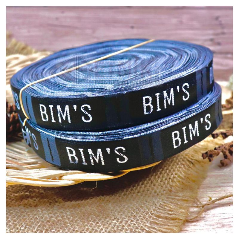 Jual (1,5x4 cm) woven bordir woven damask label nama label merek label ...