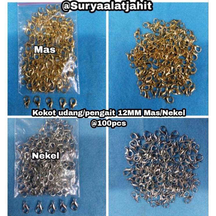 Jual Kokot udang pengait 12MM Mas/Nekel @100pcs rp.16.000/100pcs ...