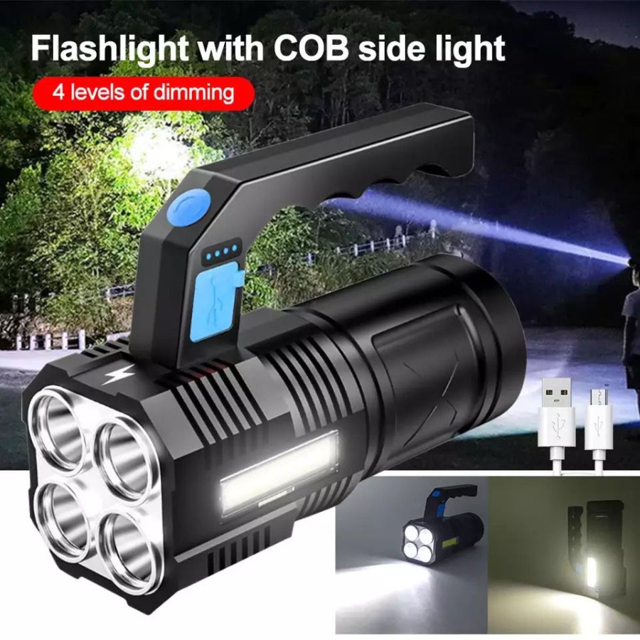 Jual Senter LED Super Terang Jarak Jauh Rechargeable Cas Senter Lampu ...