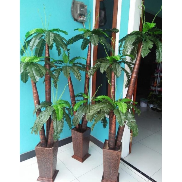 Jual TANAMAN ARTIFICIAL DEKORASI+POT POHON KELAPA 3 CABANG // POHON ...