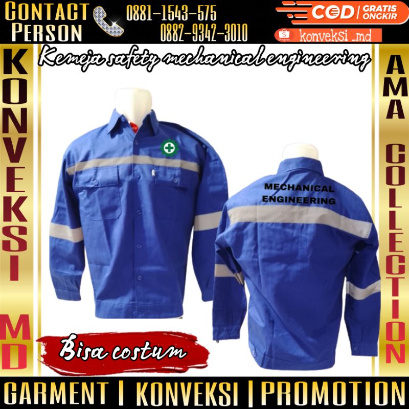 Jual wearpack atasan mechanical engineering/kemeja safety mechanical ...