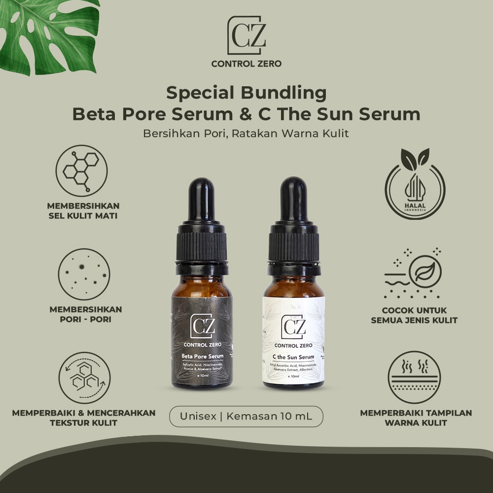 Jual [Bundling] Control Zero (Beta Pore & C The Sun Serum) Size 10ml 2% Salicylic Acid Paket ...