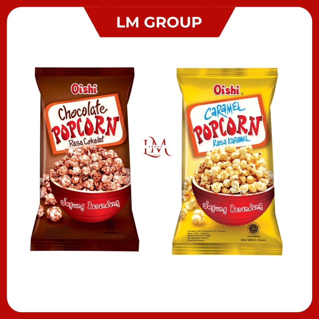 Jual Popcorn Caramel/Cokelat/Keju Oishi 1 Renceng Isi 10 pcs @20gr ...