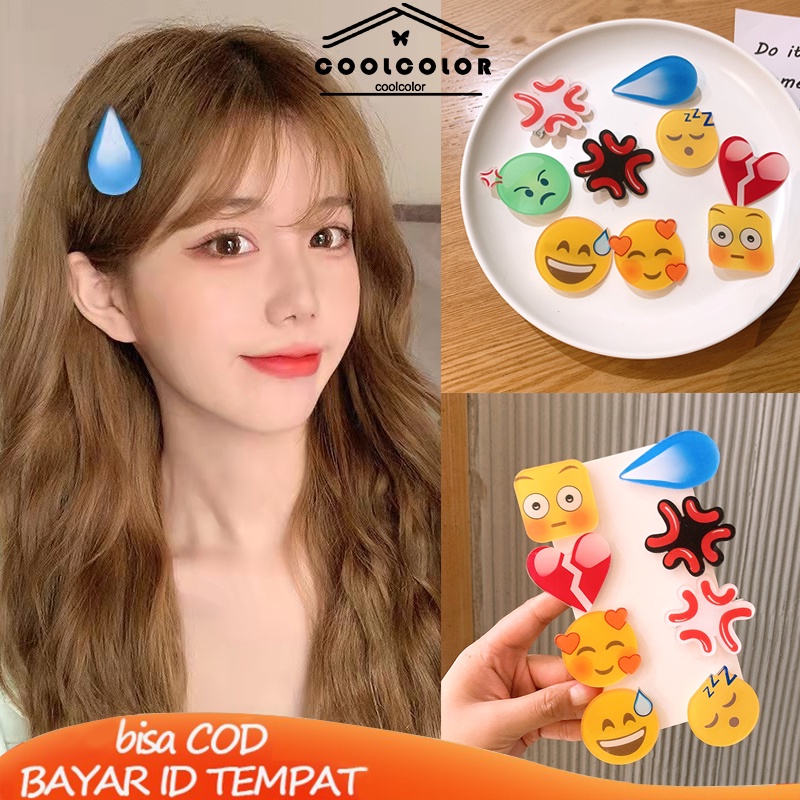 Jual COD ️Klip Rambut Tetes Air Emoji Marah Emoji Keringat Akrilik Klip ...