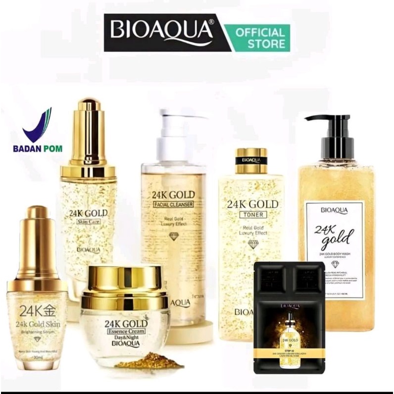 Jual BIOAQUA 24K Gold Series - Essence Serum Eye Cream Cleanser Body ...