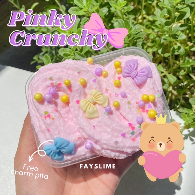 Jual Pinky Crunchy Slime free charm | floam slime | cloud slime ...
