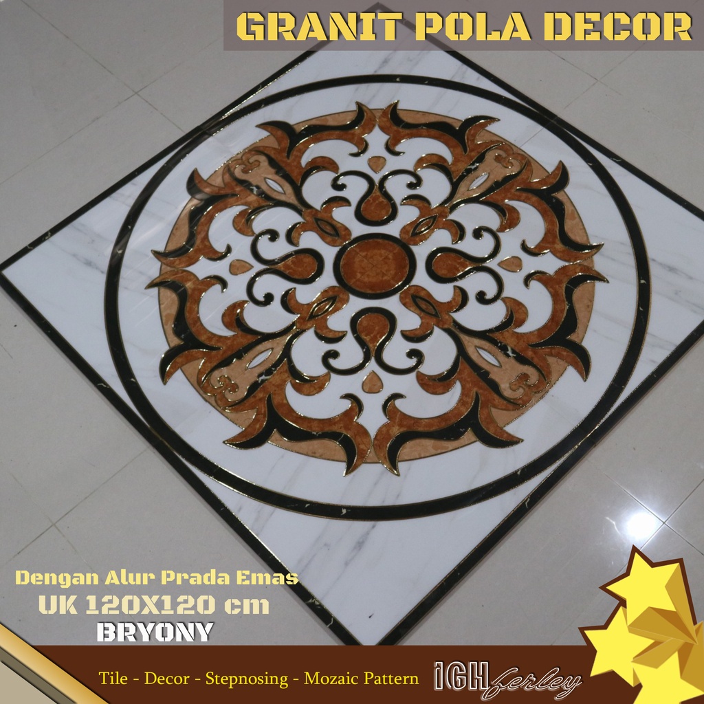 Jual Granit Pola Decor 120x120 cm Motif Floral Coklat dengan Alur Prada ...