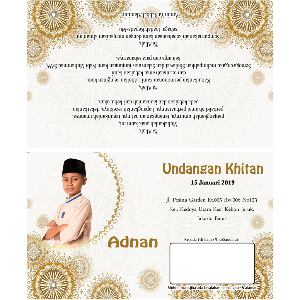 Jual CETAK PRINT undangan sunat khitanan free design cepat murah FREE ...