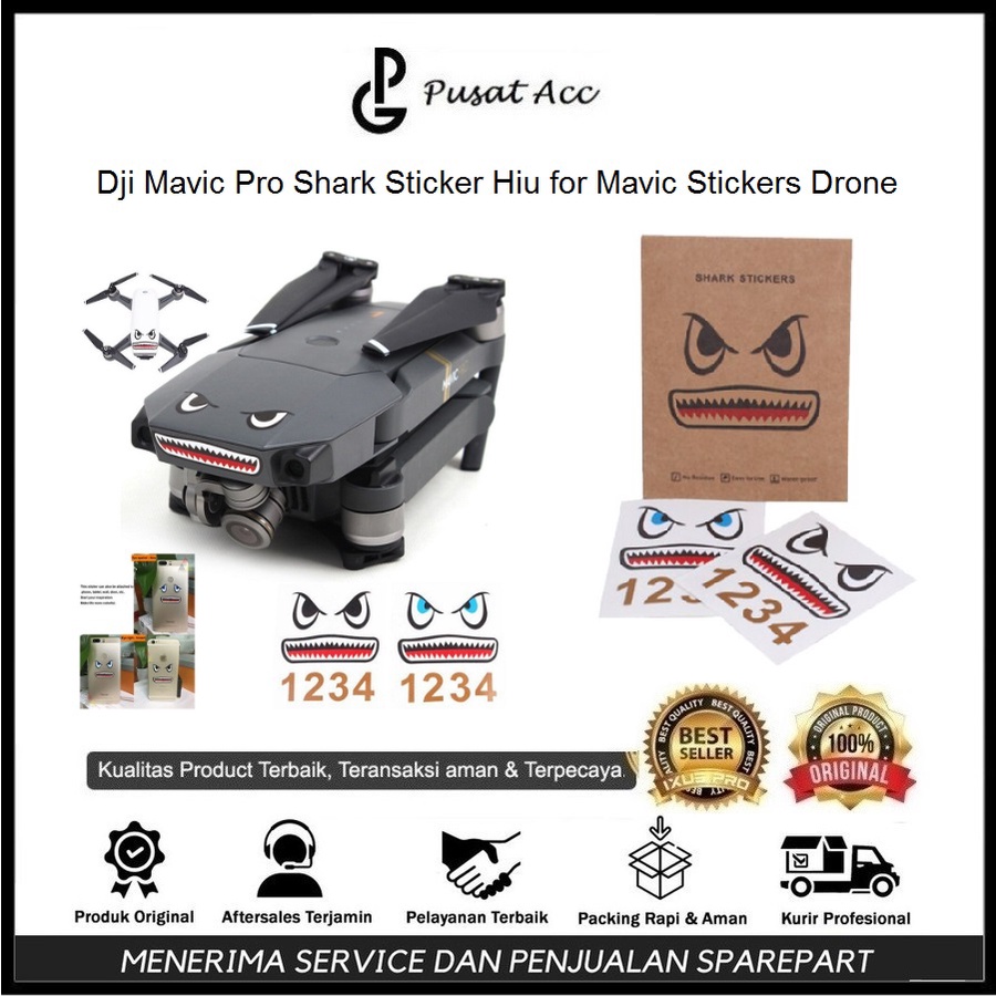 Jual DJI Mavic Pro Shark Sticker Hiu for Mavic Stickers Drone | Shopee ...