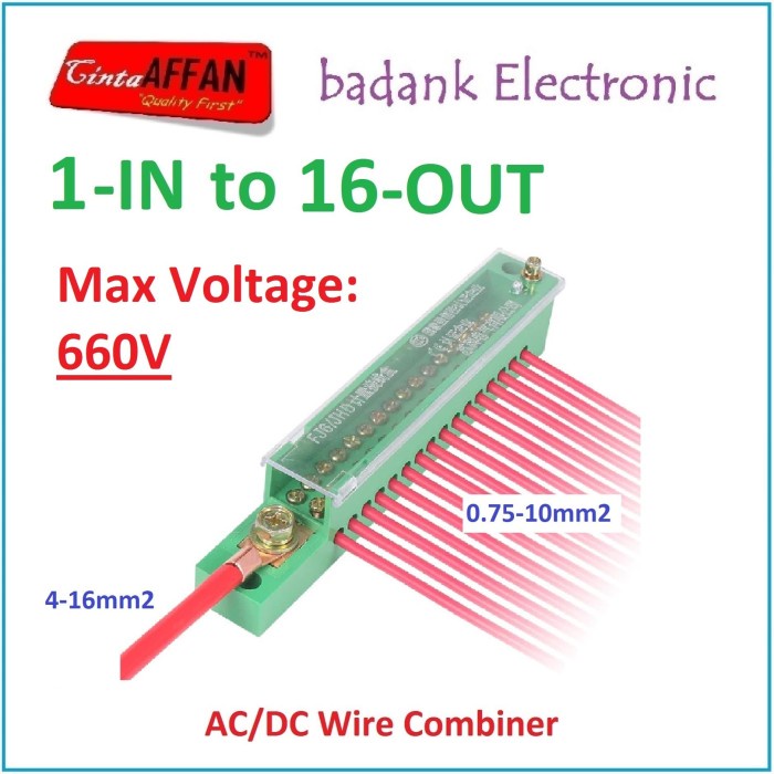Jual AC/DC Wire Combiner (1-IN to 16-OUT) Junction Box Solar Panel ...