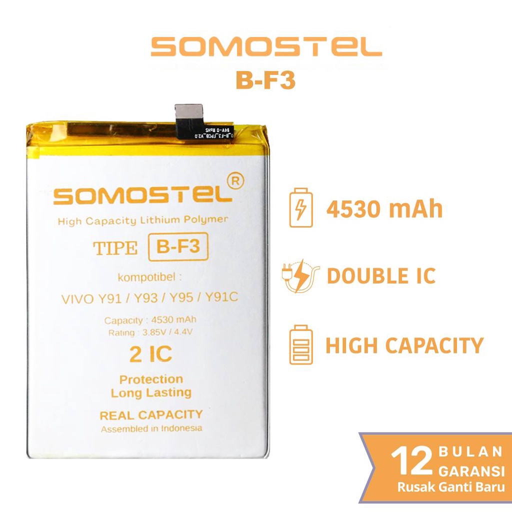 Jual Somostel - B-F3 Vivo Y91 / Y93 1814 / Y95 / Y91C 1820 / Y1S Batre ...
