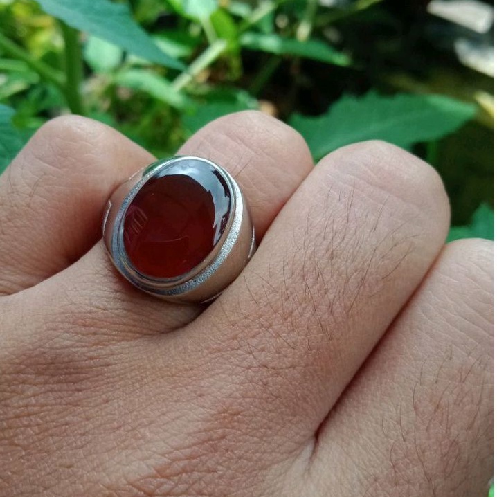 Jual cincin batu akik yaman ahmer natural elegan | Shopee Indonesia