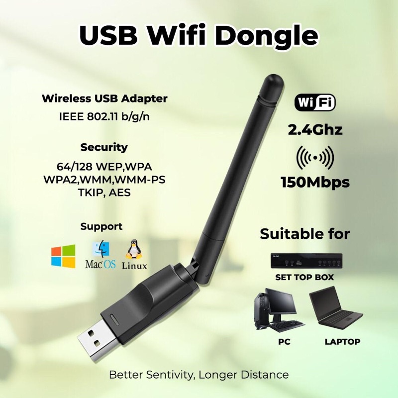 Jual USB Dongle Wifi Wireless Adapter Receiver Antena Wifi STB Set Top ...
