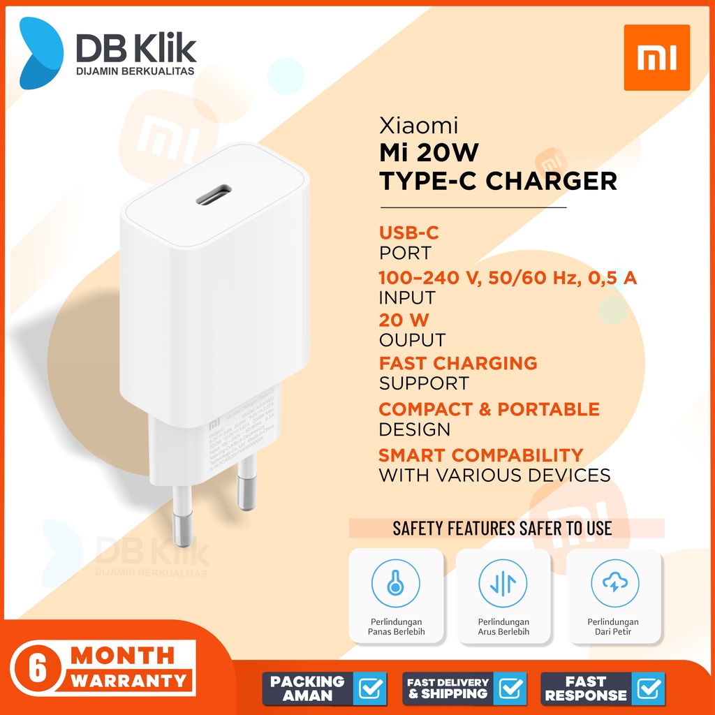 Jual Charger Xiaomi MI 20W Type C ( Charger MI 20W USB C port) | Shopee Indonesia