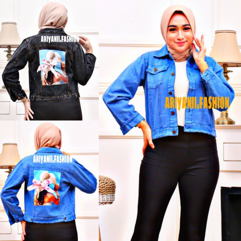 Jual ARN - JAKET WANITA JEANS OVERSIZE PITA JACKET DENIM JINS MURAH BIONDY SNOW CEWEK KEKINIAN ...