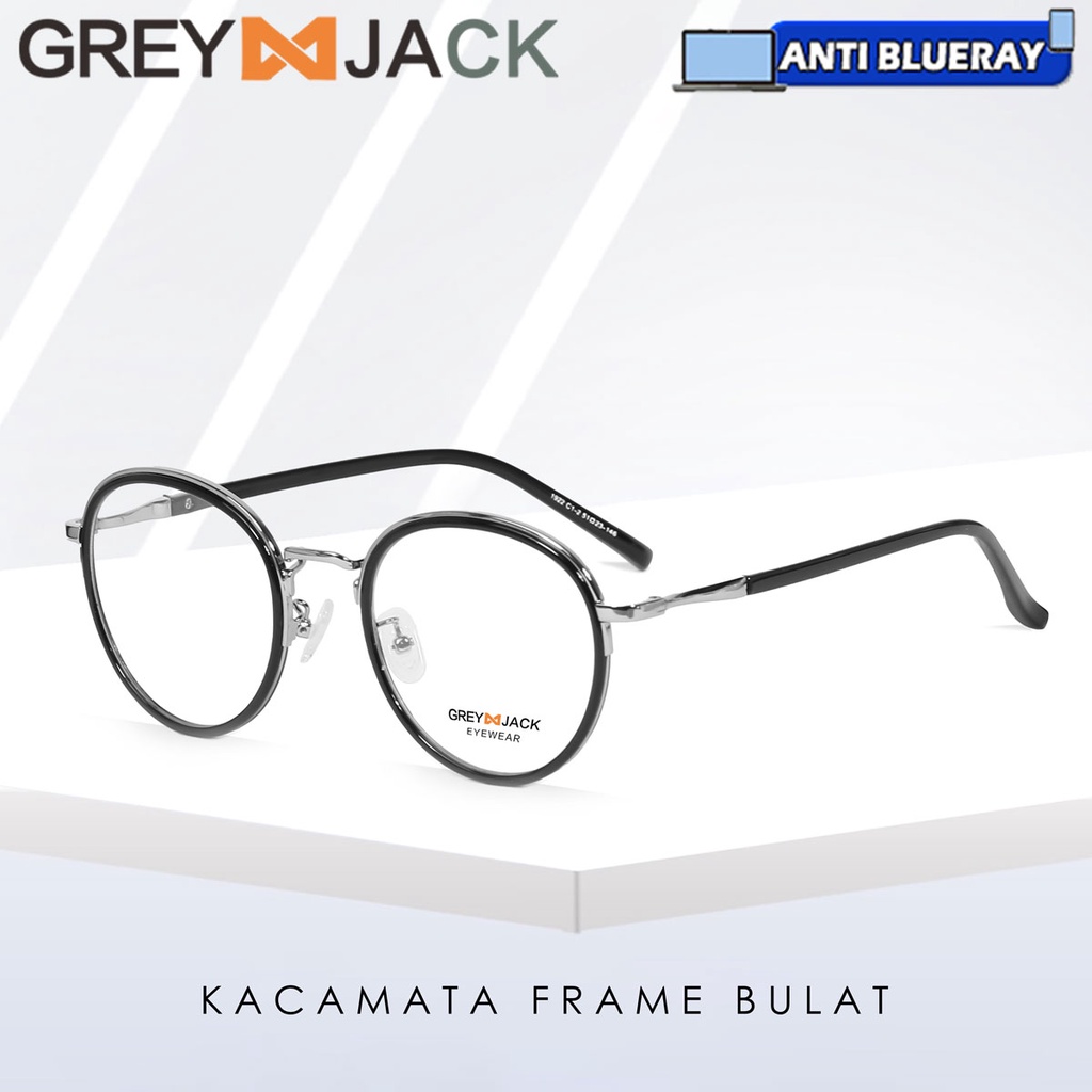 Jual Grey Jack Frame Kacamata Tr90+Metal Style Bulat Simple Minimalis Bisa Minus Antiradiasi ...
