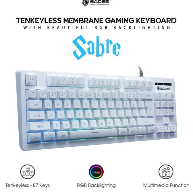Jual Sades Sabre White Version Rgb Tkl Gaming Keyboard | Shopee Indonesia