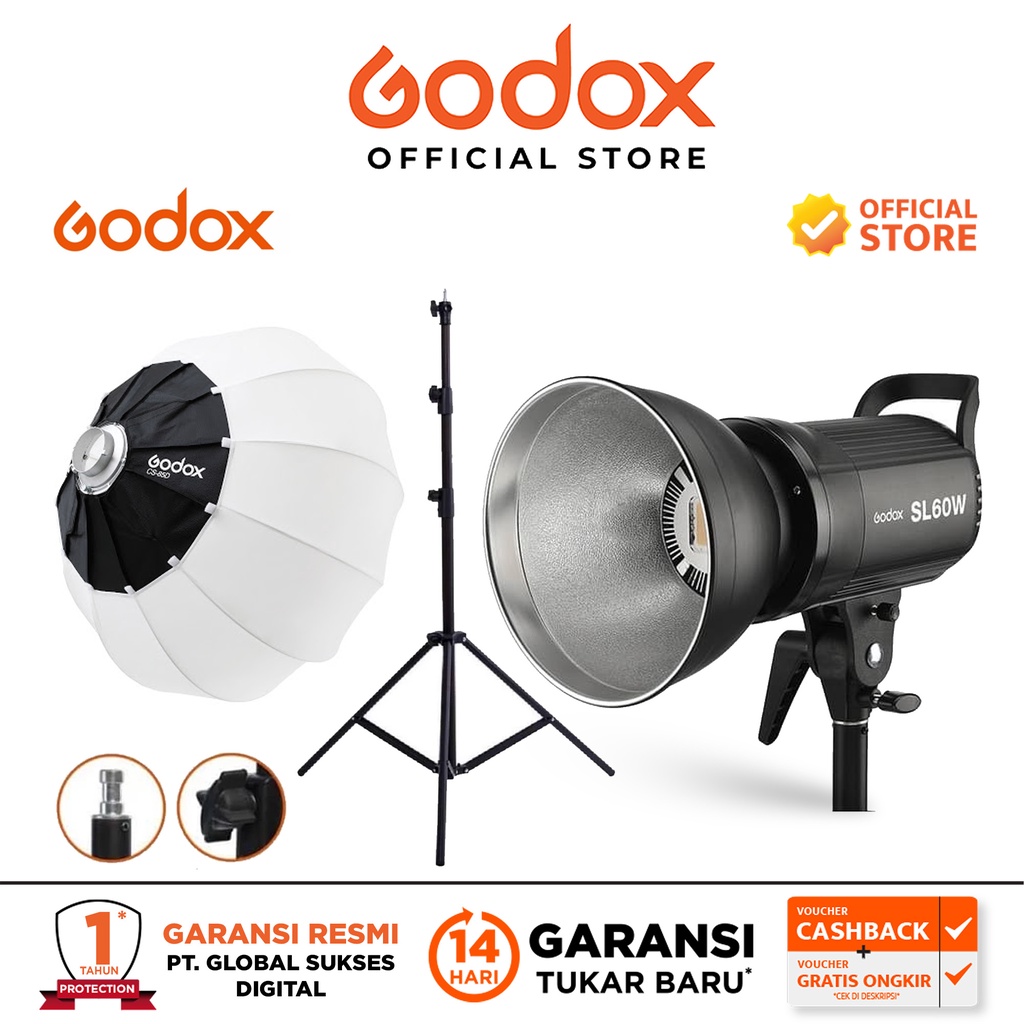 Jual Paket Godox SL60W LED Video Light + Godox CS-85D + Lightstand 260T ...