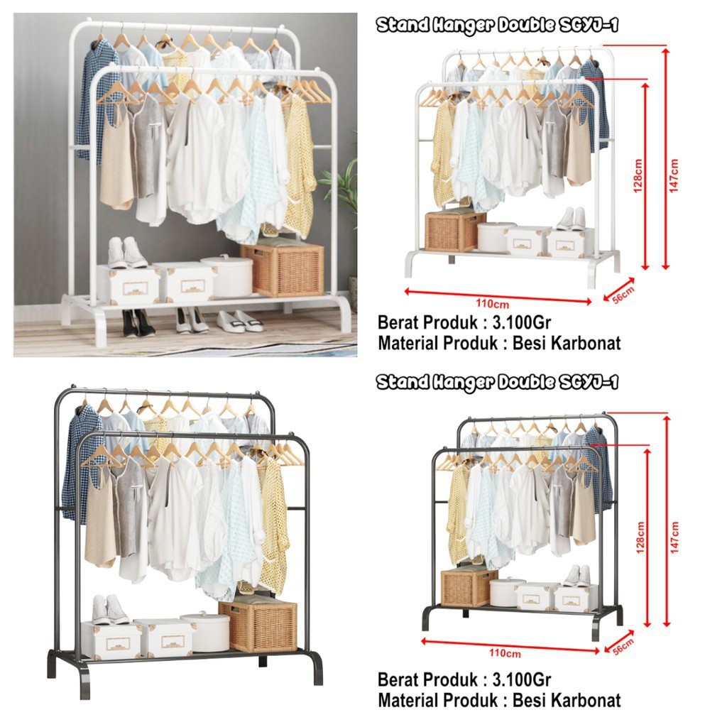 Jual TERMURAH !! Stand Hanger Gawang Besi Kuat Putih Hitam Butik ...
