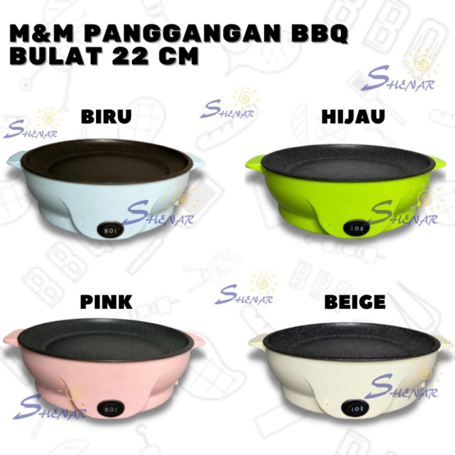 Jual SHENAR M&M PANGGANGAN BBQ (BULAT) / PANCI LISTRIK / KOREAN PAN ...