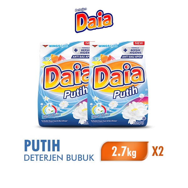 Jual Daia Powder Detergent Putih Bag 2 x 2.7 kg | Shopee Indonesia