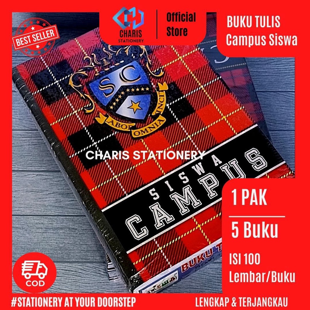 Jual CHARIS STATIONERY - Buku Tulis Campus SISWA Isi 100 Lembar (5 Buku/Pak) | Shopee Indonesia