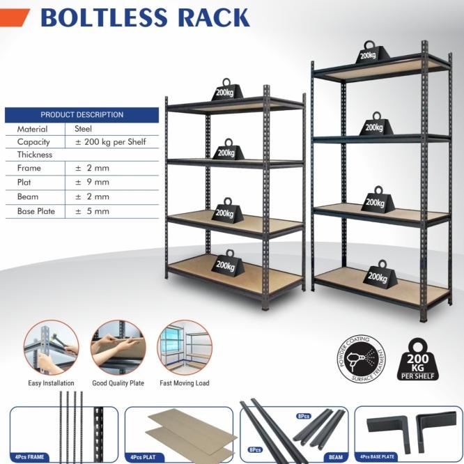 Jual Boltless Rack Rak Gudang 4 Susun Level Panjang 1,5 Meter Lebar ...