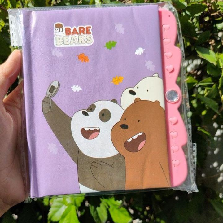 Jual BFT-I80 Buku Diary WBB / We Bare Bear Kunci Kode Kecil Note Book ...