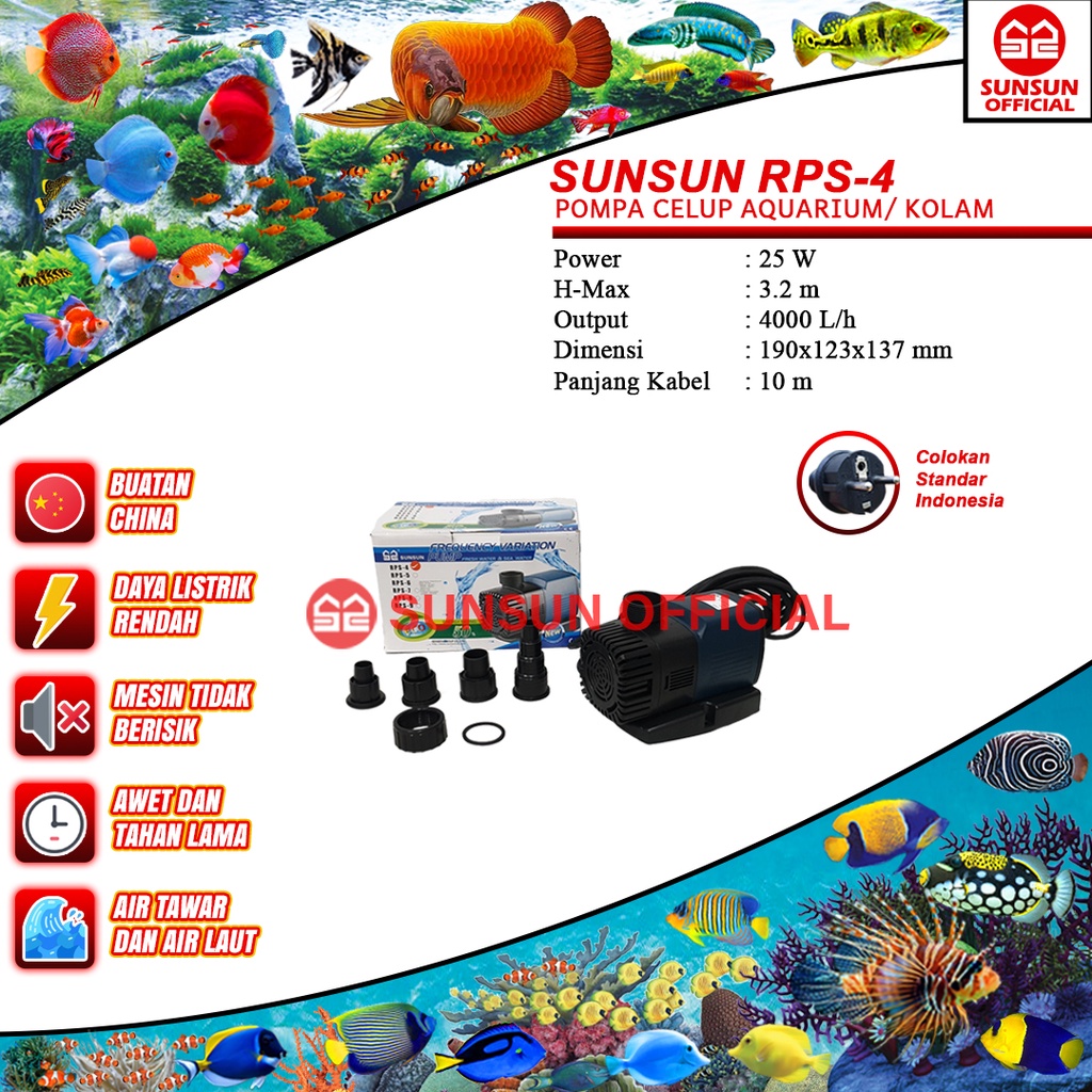 Jual SUNSUN RPS 4/RPS 5/RPS 6/RPS 7/RPS 8/RPS 9 Series Pompa Air Kolam ...