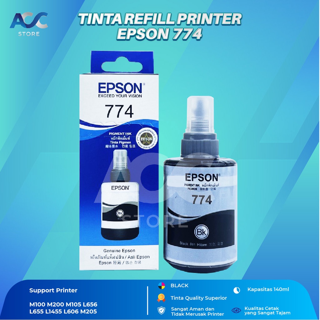 Jual Tinta Epson 774 Black T7741 Isi Ulang Printer M100 M200 M105 L656 ...