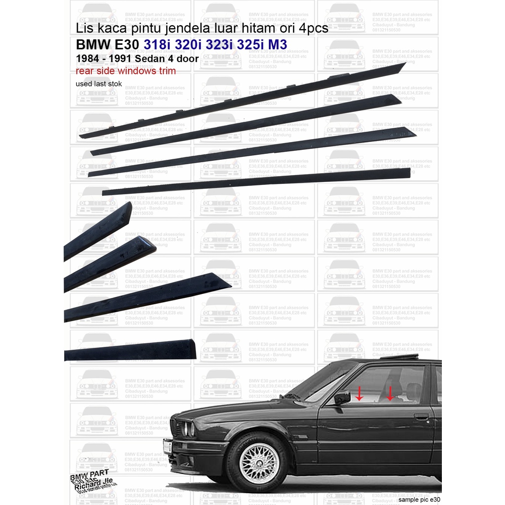Jual lis kaca pintu jendela luar BMW E30 318i 320i 325i m3 rear side ...
