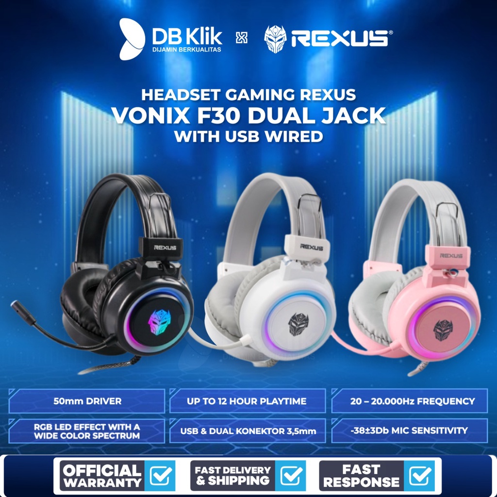 Jual Headset Gaming Rexus Vonix F30 Dual Jack With USB Wired | Shopee ...