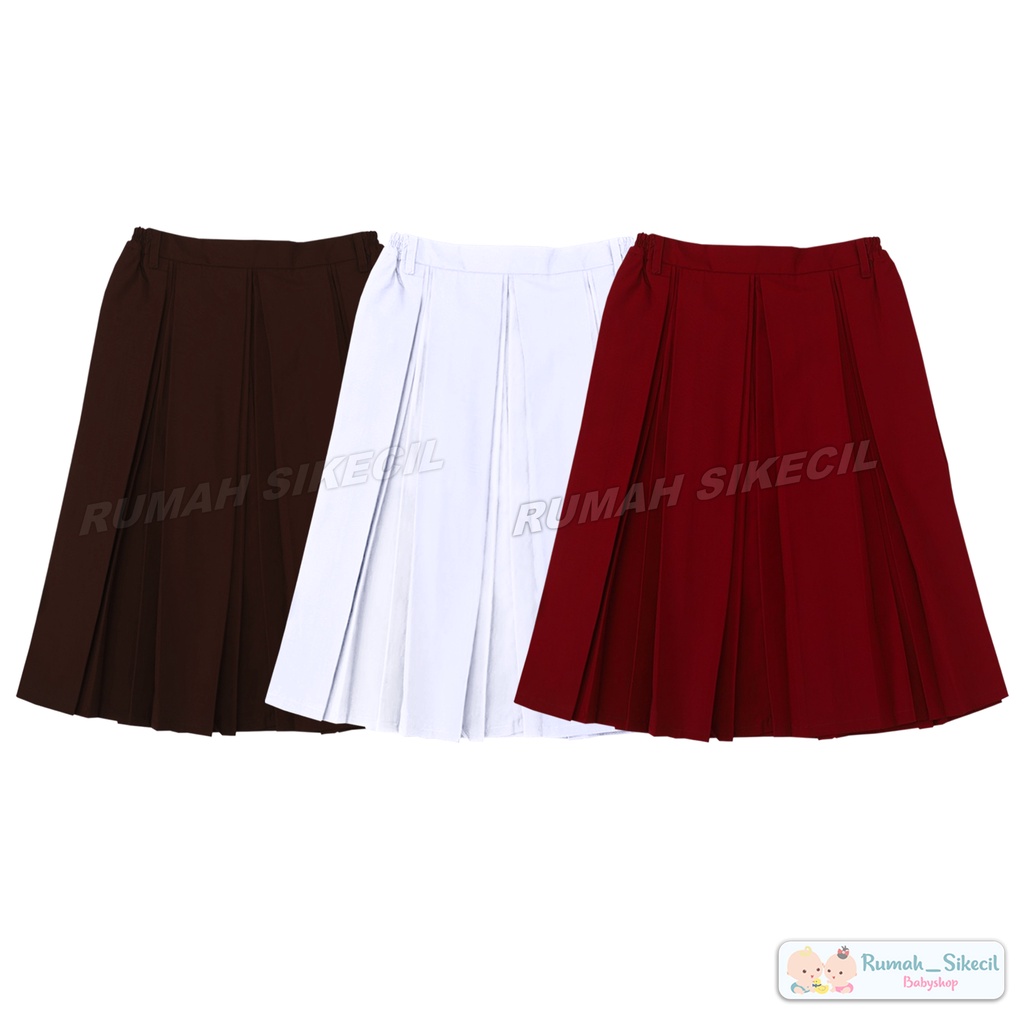 Jual Rok Rempel Pendek Sekolah SD Warna Coklat Putih Merah | Shopee Indonesia