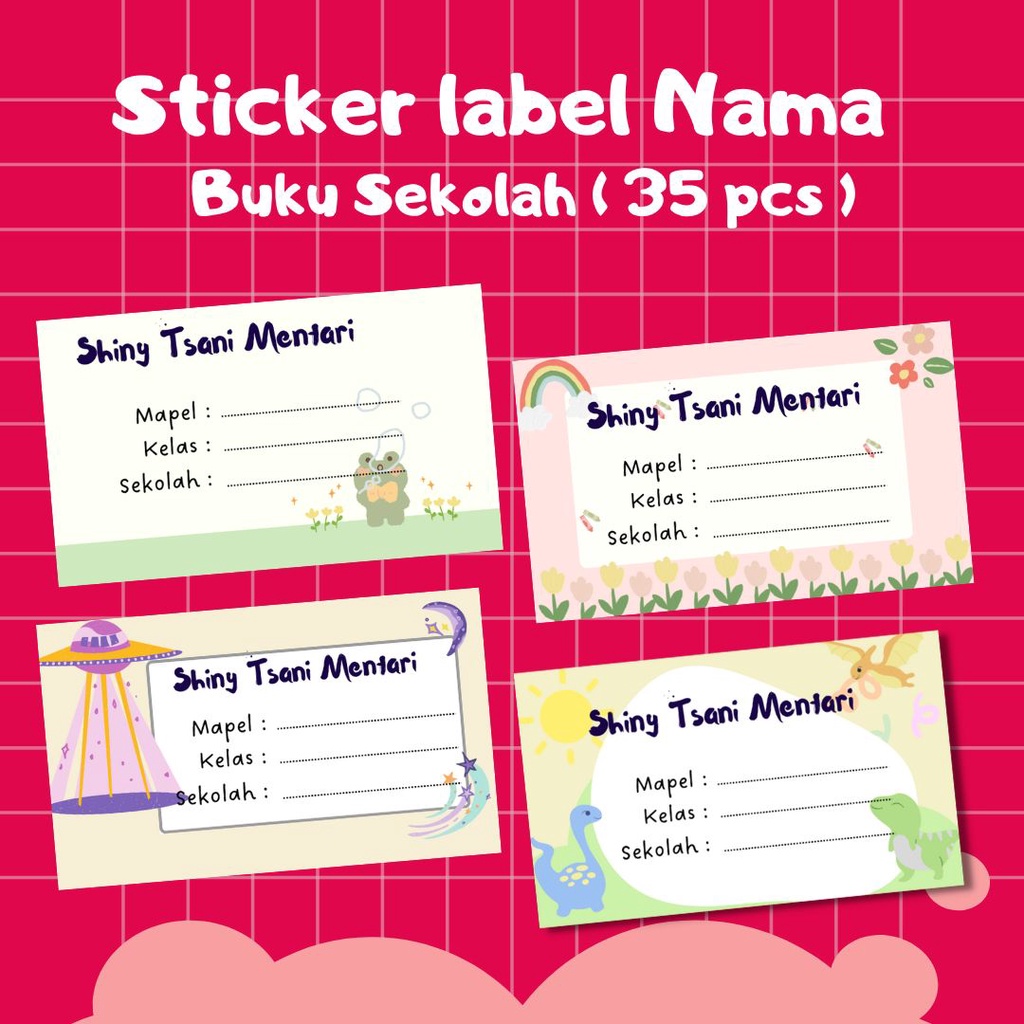 Jual Label sticker buku pelajaran sekolah custom bisa menggunakan Nama ...