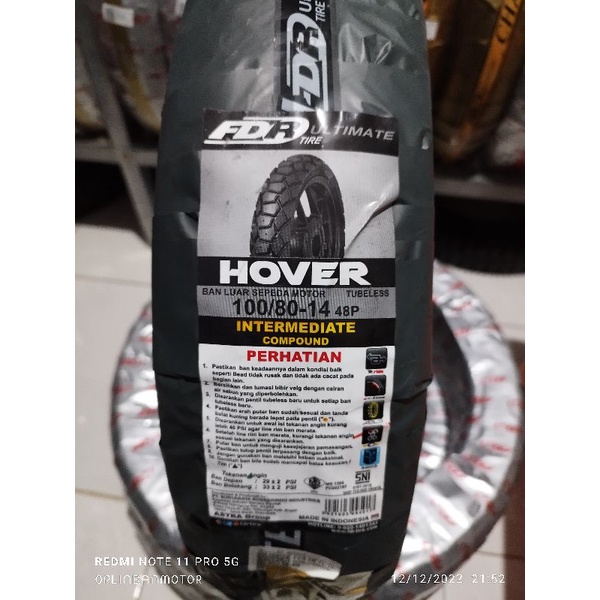 Jual Ban FDR Hover 100/80-14 Tubless - Ban Belakang Honda Vario 2020 ...