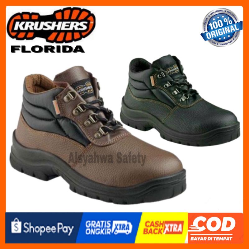 Jual Sepatu Safety Krusher Florida Brown ( Black ) Original | Shopee ...