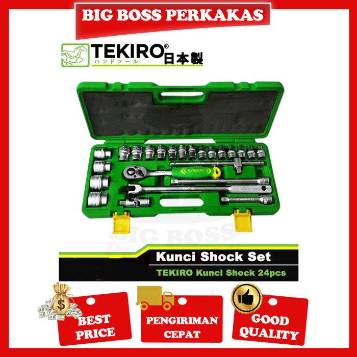 Jual Tekiro Kunci SHOCK Set 8 - 32 mm 1/2" HAND Socket 24 Pcs 6 PT 8 ...