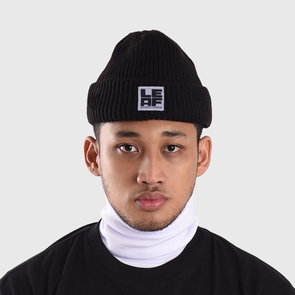 Jual LEAF Square Black Beanie | Shopee Indonesia