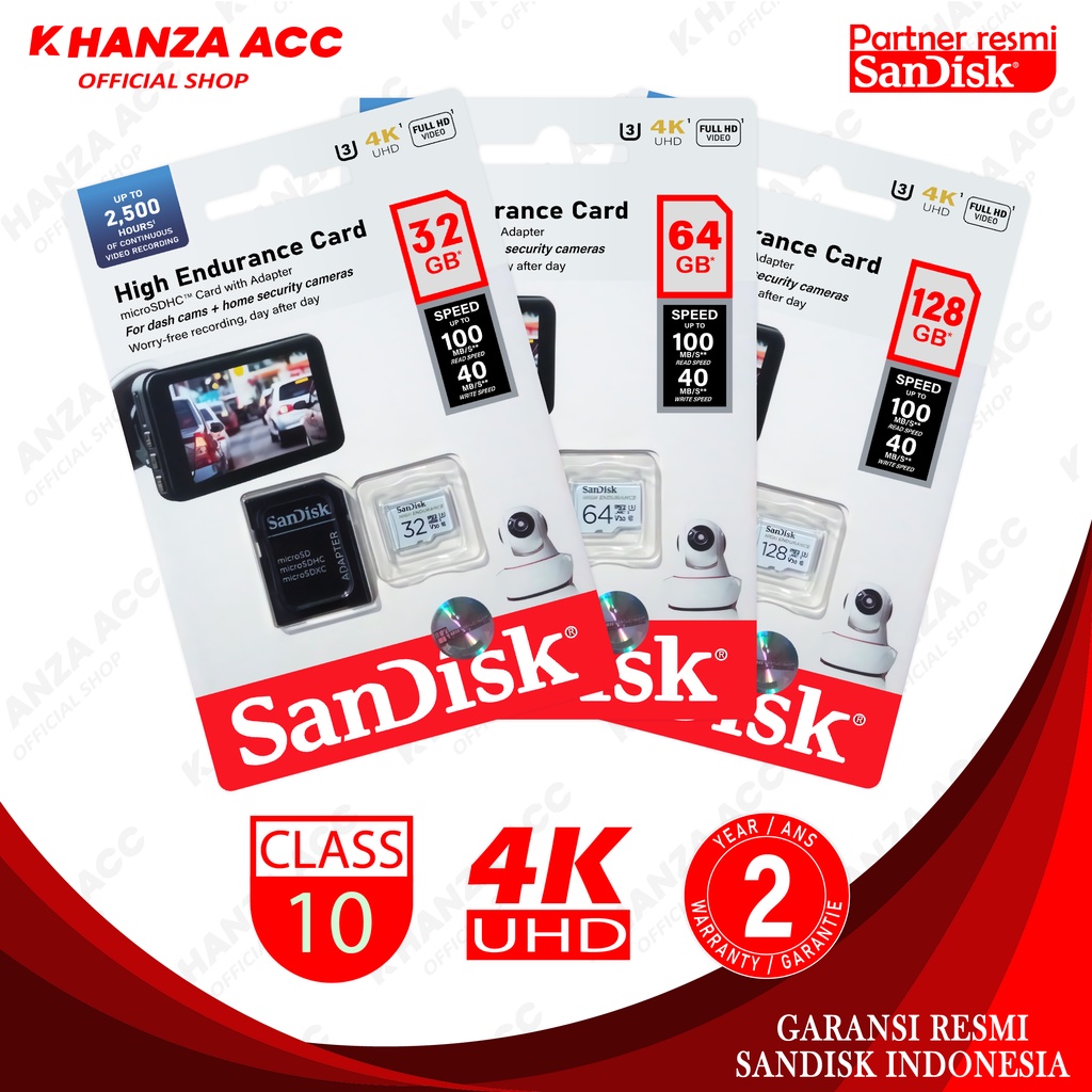 Jual KHANZAACC Sandisk High Endurance Micro SD 32GB / 64GB /12GB Memory ...