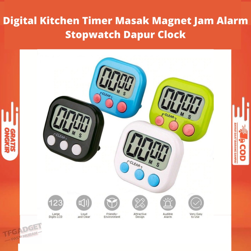 Jual Digital Kitchen Timer Masak Magnet Jam Alarm Stopwatch Dapur Clock ...