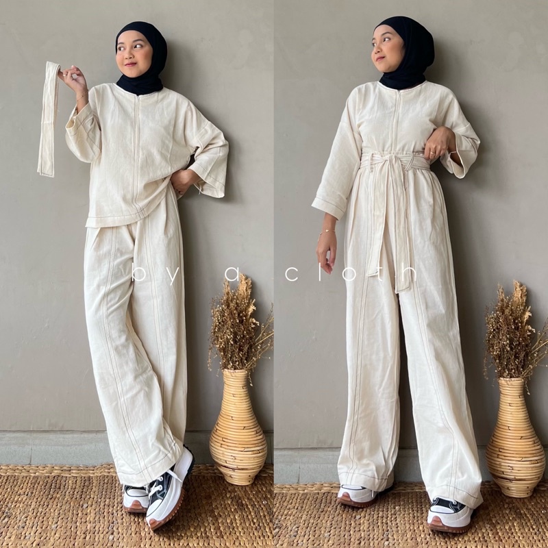 Jual Kinder Set Linen - One Set Wanita - Baju Wanita - Blouse Wanita ...