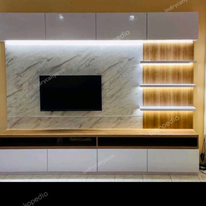 Jual backdrop tv lemari tv minimalis modern hpl set | Shopee Indonesia
