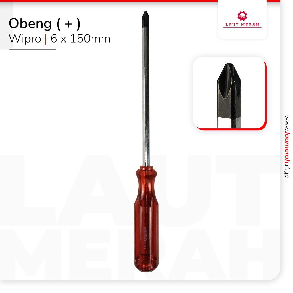Jual Obeng Plus tembus tipe161 red handle 6 Inchx6mm Wipro | Shopee ...