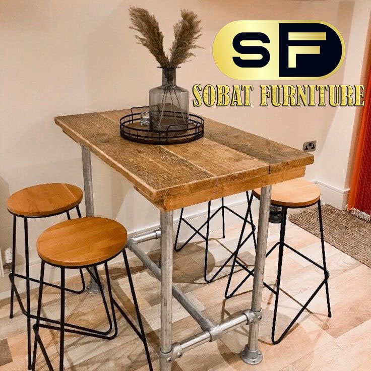 Jual Set Meja Cafe Minimalis Besi dan Kayu - Meja Makan scandinavian ...